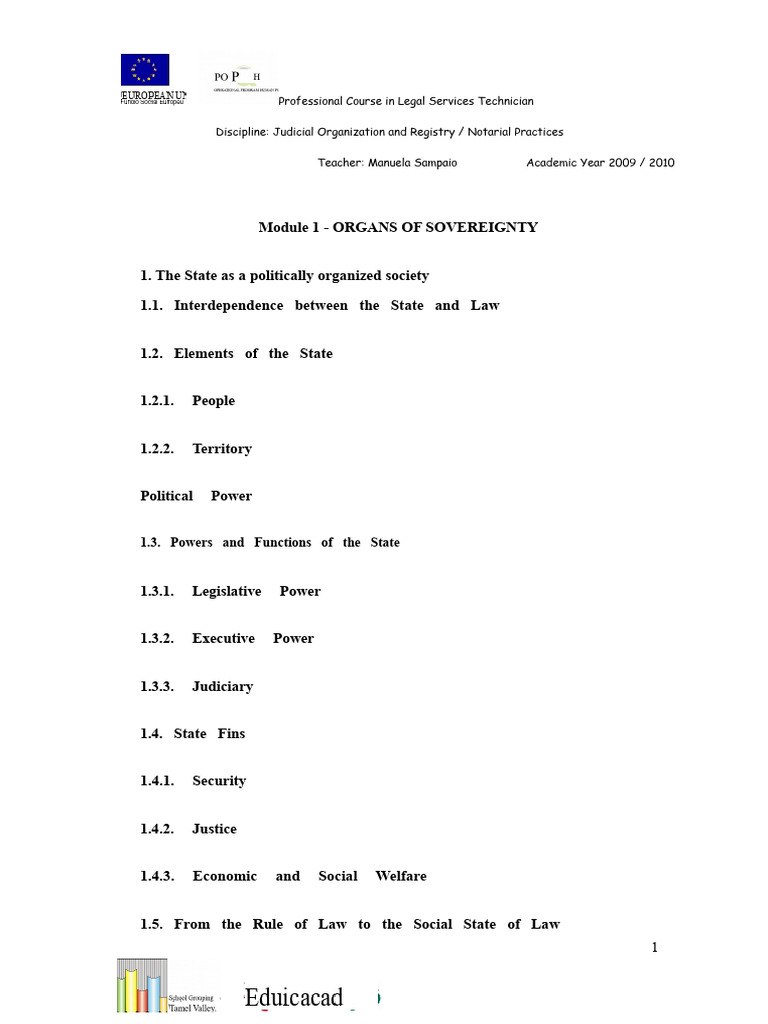 Manual - Sovereign Bodies - Module 1 | PDF | Sovereignty | Rule Of Law