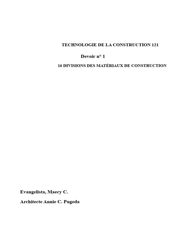 16 Divisions des Matériaux de Construction | PDF | Bois (matériau de ...