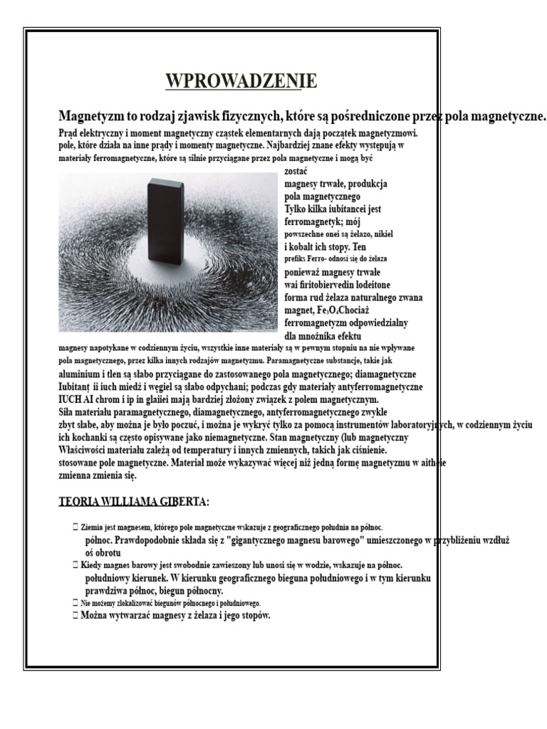 Projekt Magnetyzm I Materia | PDF