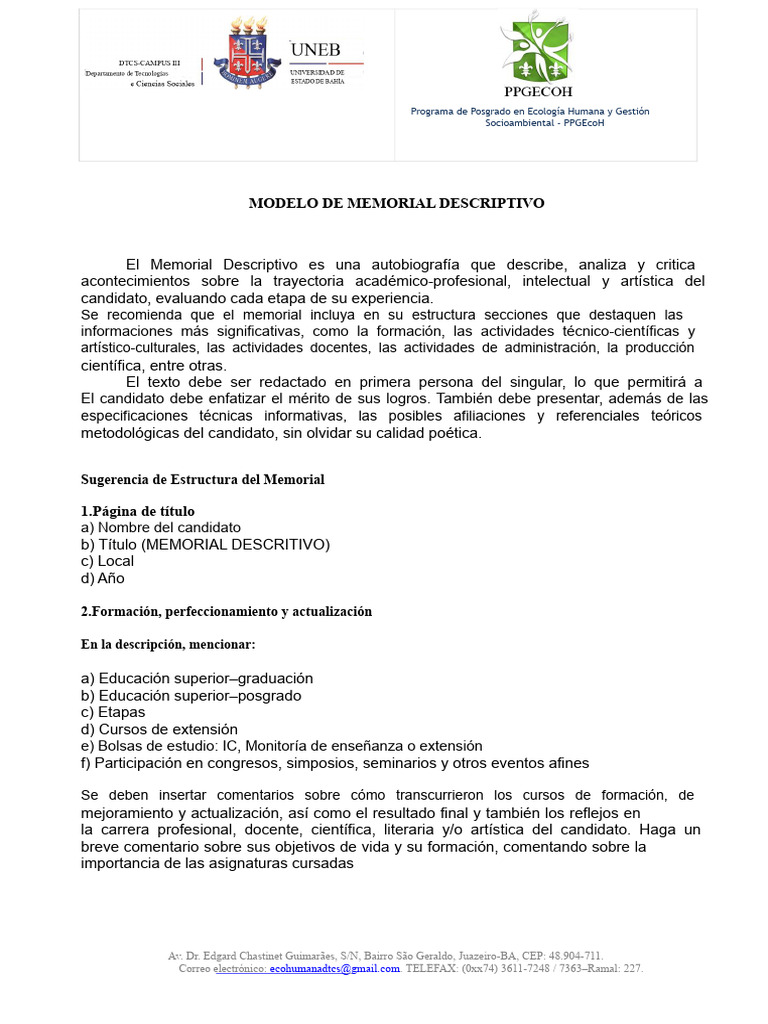 Modelo de Memorial Descriptivo-1 | PDF
