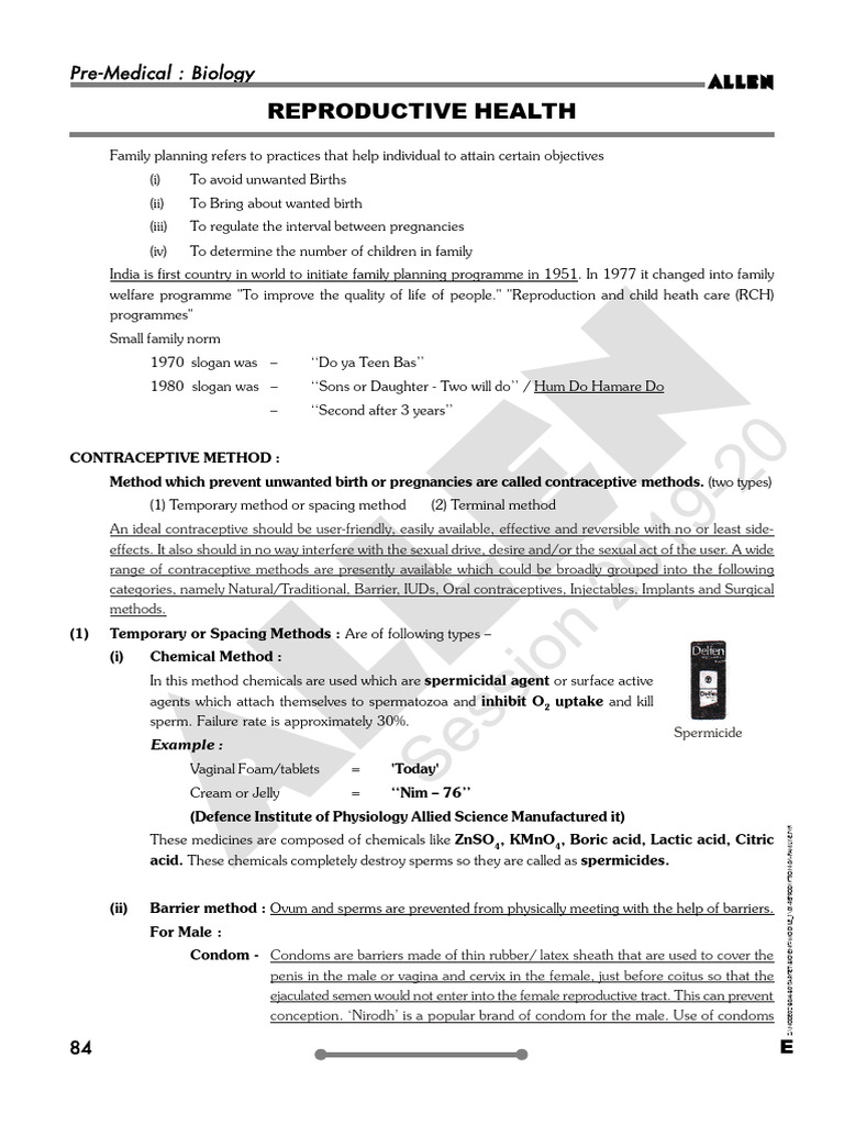 CH 3 Reproductive Health | PDF