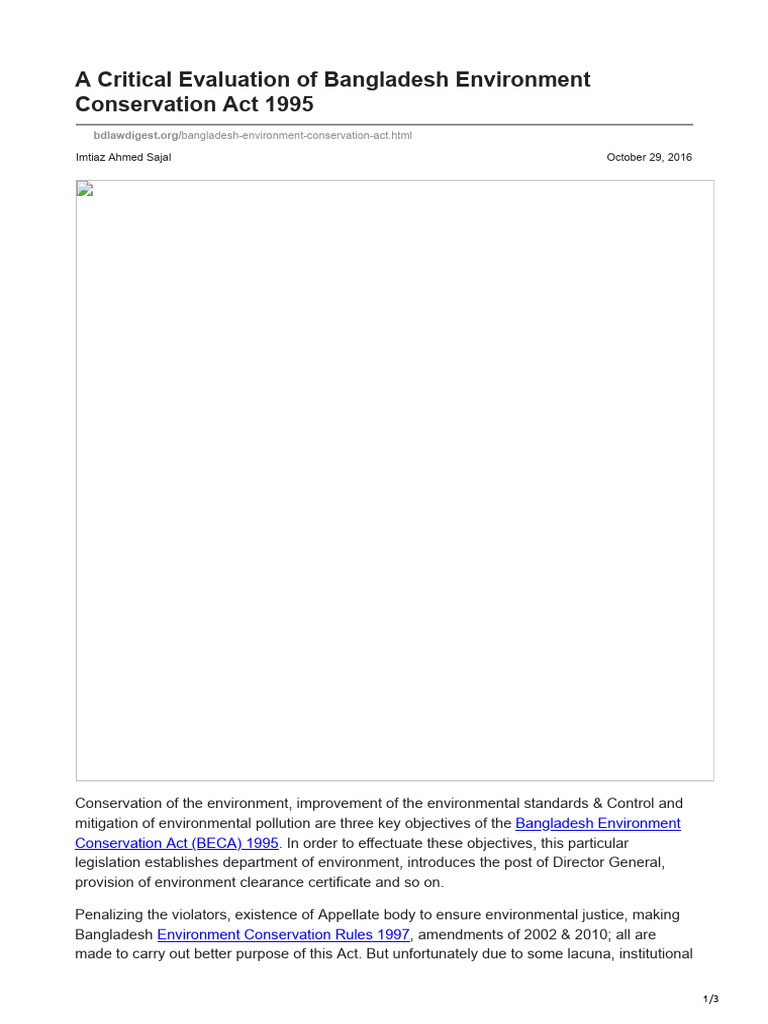 Evaluation of Bangladesh Environment Act | PDF | Legal Documents ...