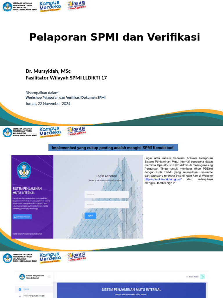 Materi Bu Mur Pelaporan Dan Verifikasi SPMI | PDF