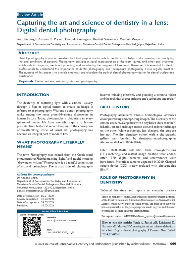 Capturing The Art and Science of Dentistry in A Lens Digital Dental ...