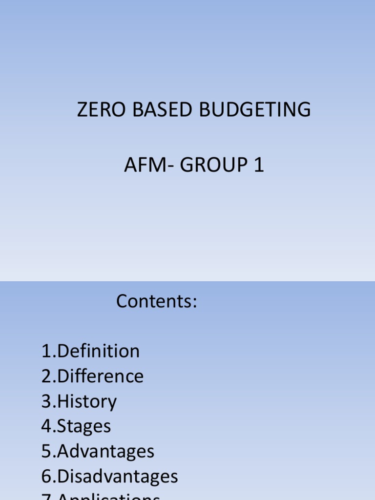 Zero Based Budgeting | PDF