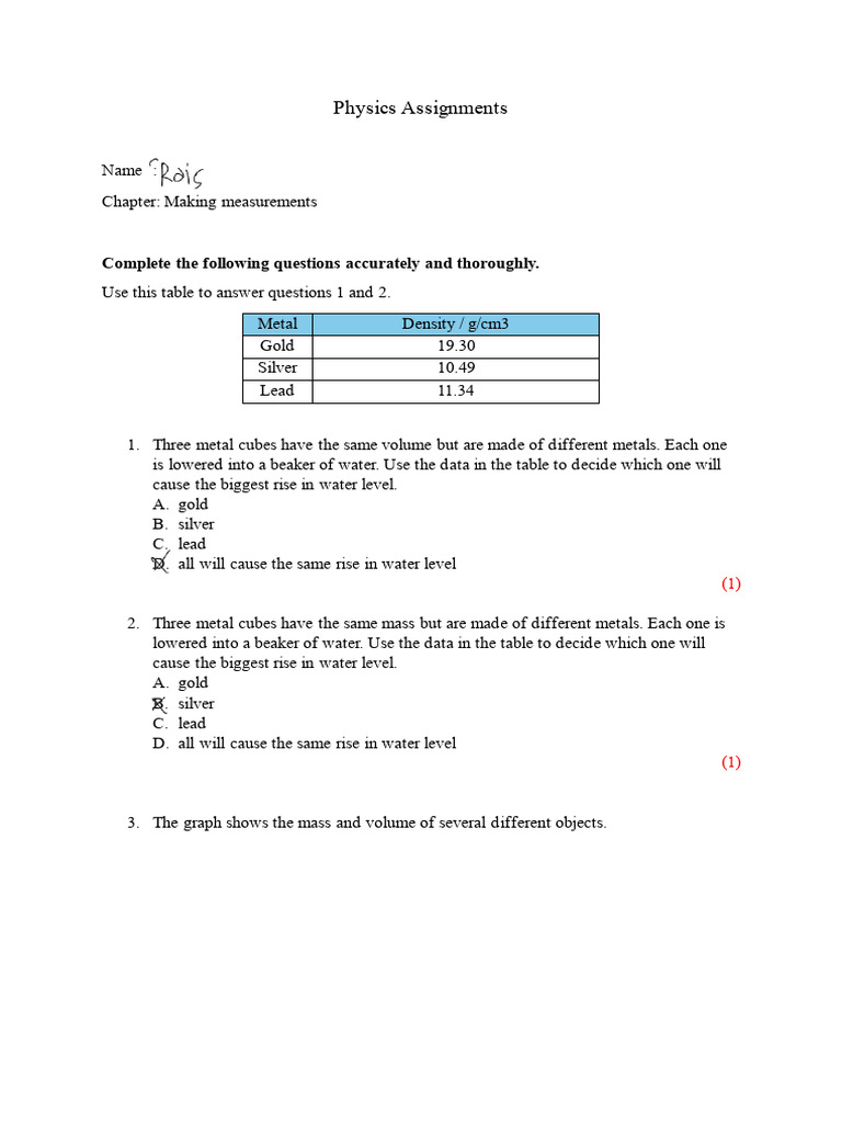 1753673532-Homework Physics g.10 Making Measurements | PDF | Density ...
