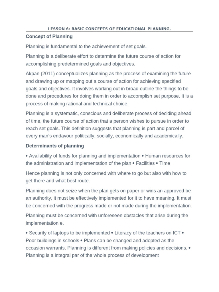 Concept of Educational Planning | PDF | Planning | System