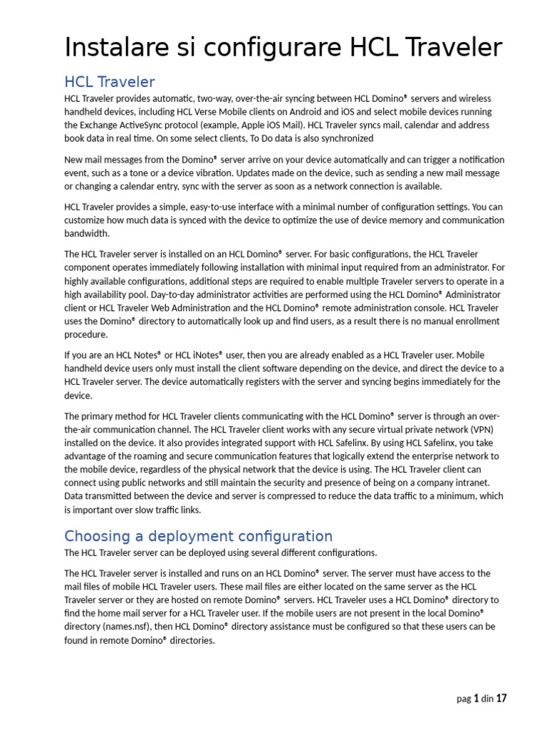 HCL Traveler - Instalare Server | PDF | Proxy Server | Load Balancing (Computing)