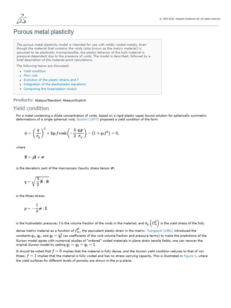 Porous Metal Plasticity - Theory - 2021 - Dssimulia_established | PDF | Plasticity (Physics ...