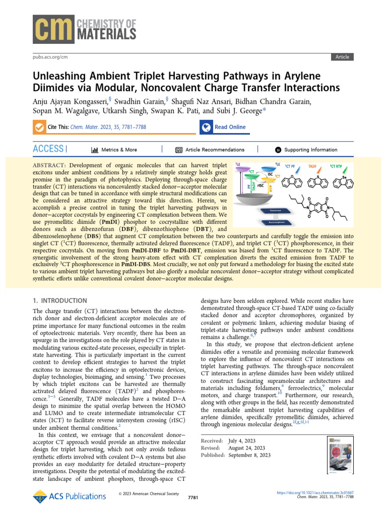 Kongasseri Et Al 2023 Unleashing Ambient Triplet Harvesting Pathways in ...