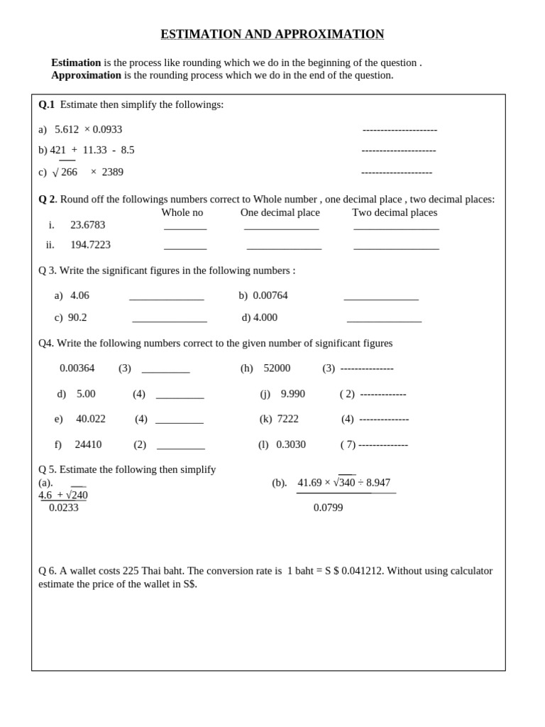 Estimation and Approximation-22 | PDF