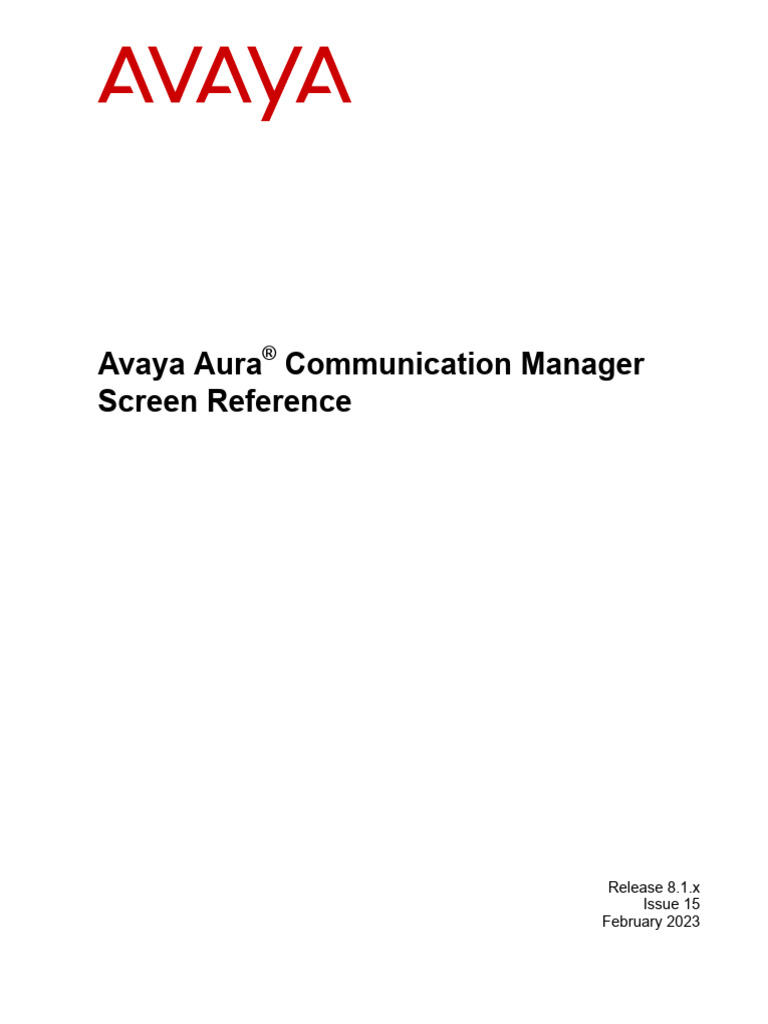 Avaya Communication Manager Screen Reference R8.1.3.x Feb2023 | PDF ...