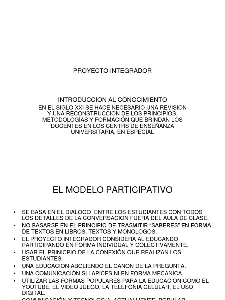 Proyecto Integrador | PDF | Constructivismo (filosofía de la educación ...