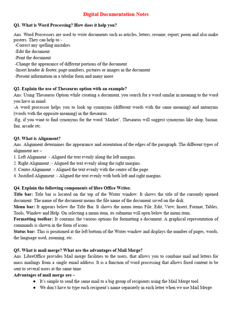 Digital Documentation Notes | PDF | Mail | Menu (Computing)