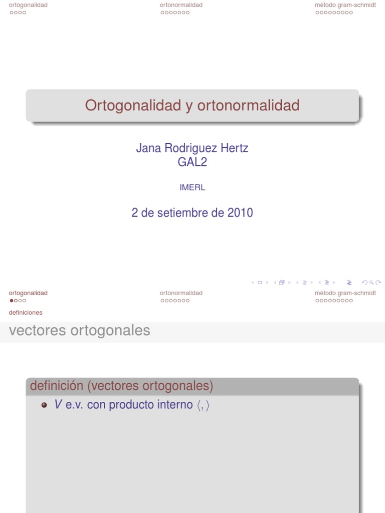 Ortogonalidad y Ortonormalidad | PDF | Base (álgebra lineal) | Teorema