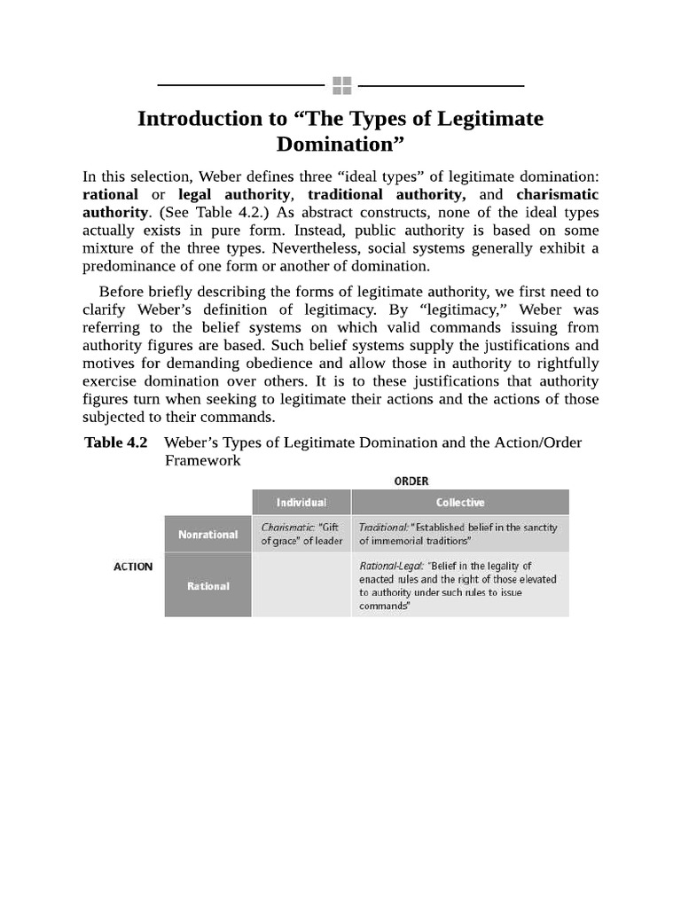 Weber Writing 4 The Types of Legitimate Domination | PDF