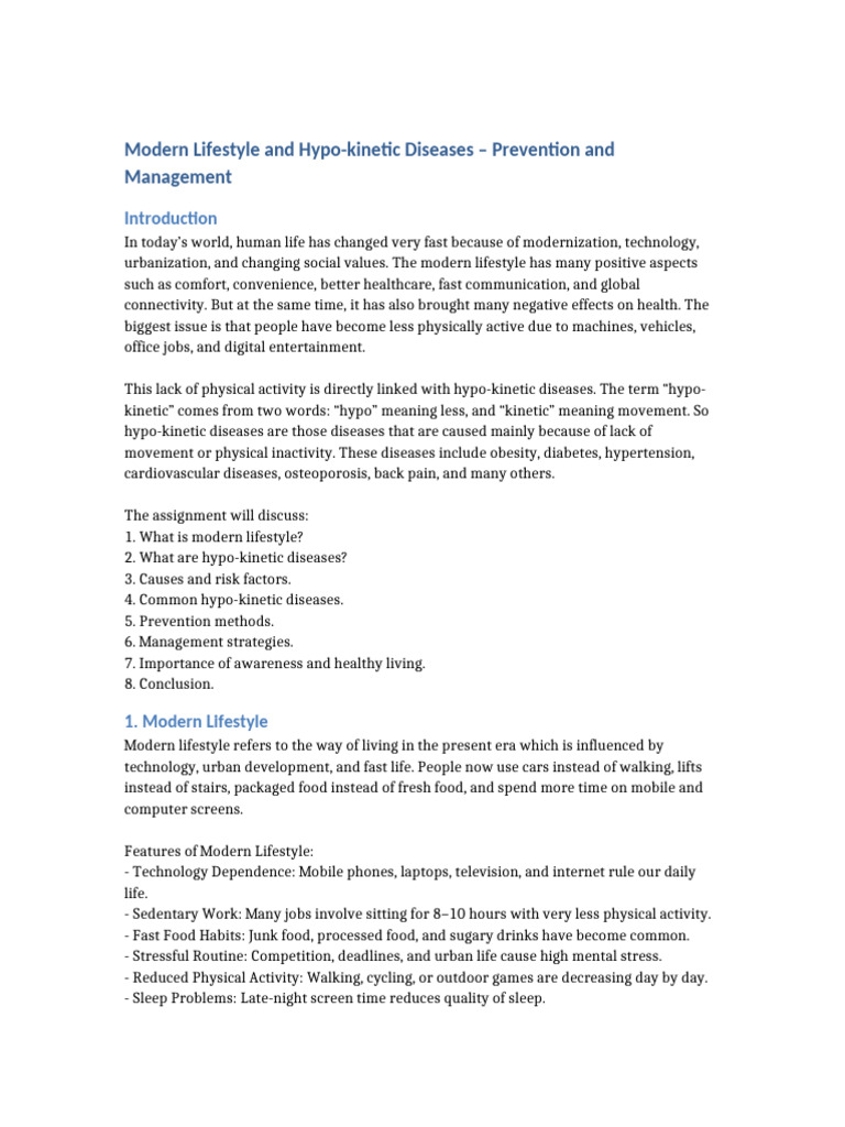 Modern Lifestyle and Hypokinetic Diseases | PDF | Sedentary Lifestyle ...