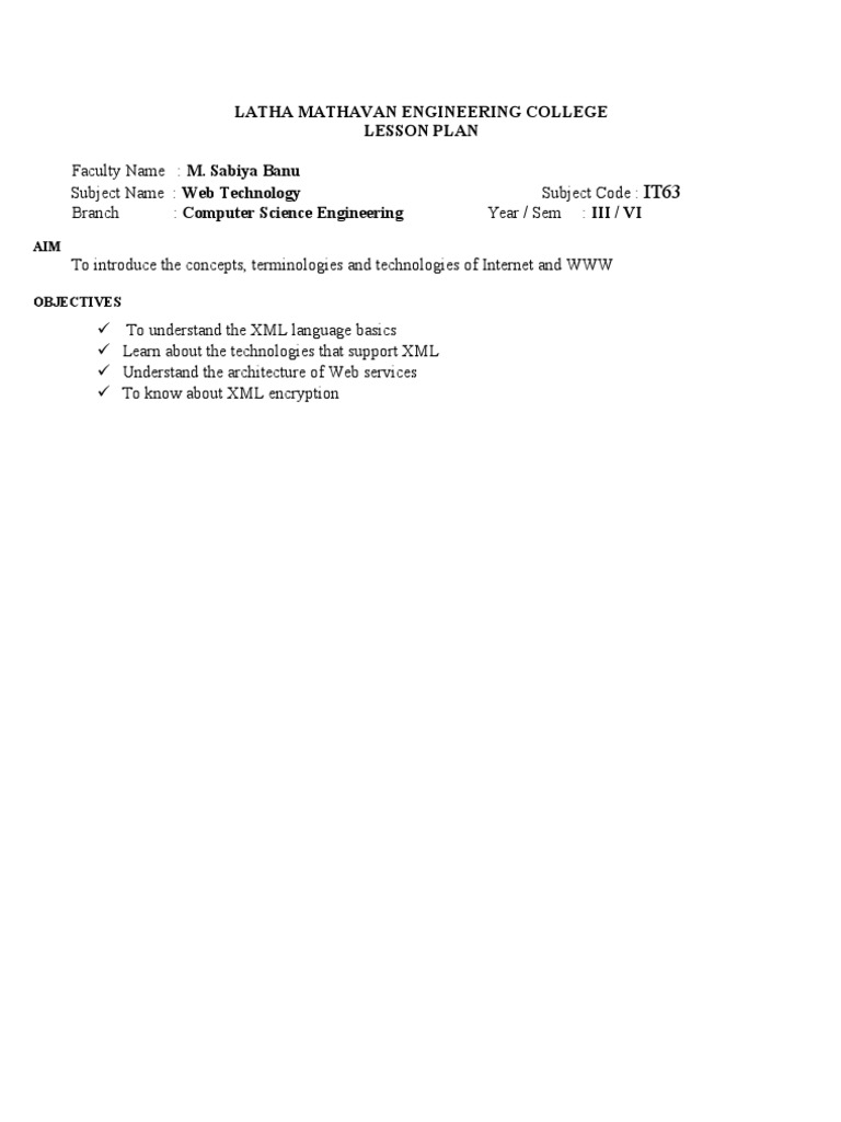 Lesson Plan - Web | PDF | Html | Cascading Style Sheets