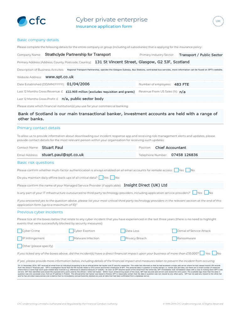 Cyber Combined Application Uk v24 | PDF | Security | Computer Security