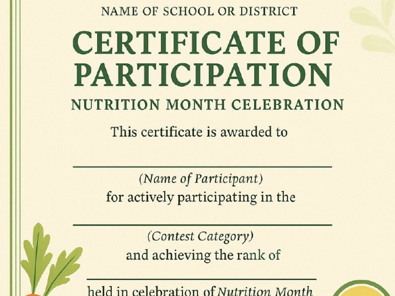 Nutrition Month Certificate Template | PDF