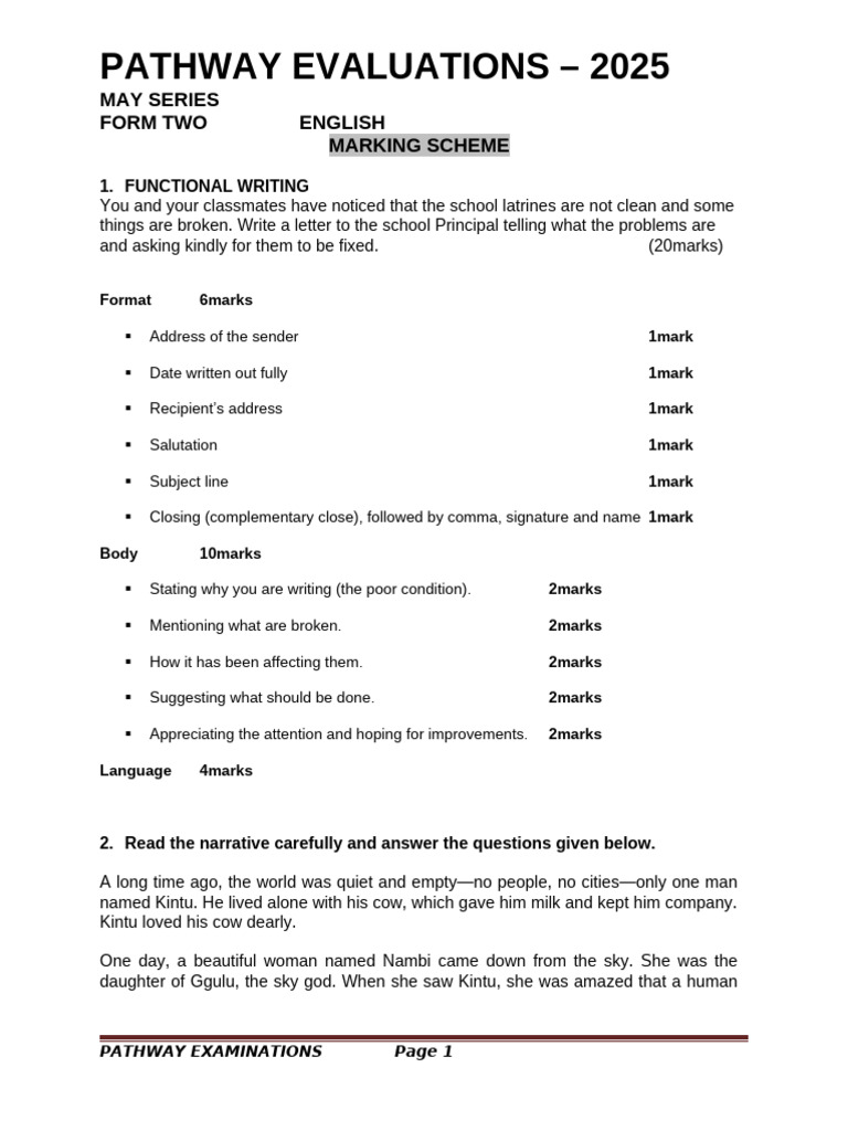 MAY FORM 2 ENG ANS | PDF | Nonverbal Communication