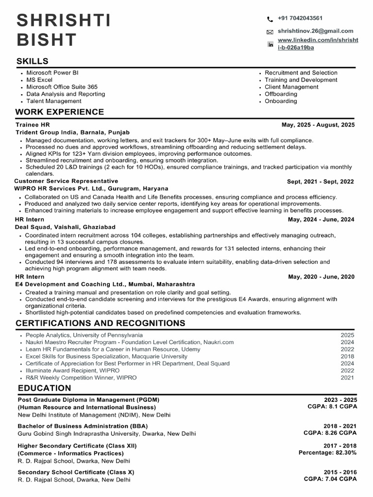 Shrishti Bisht Resume | PDF