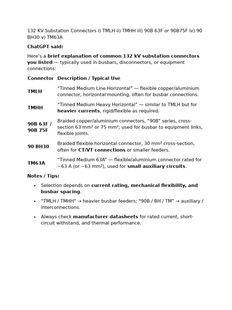 132 kV Substation Connector Guide | PDF