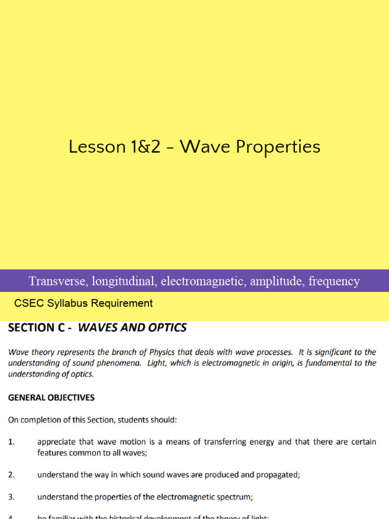 Wave Properties: Types and Formulas | PDF | Waves | Frequency