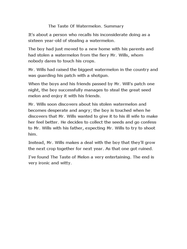 The Taste of Watermelon | PDF