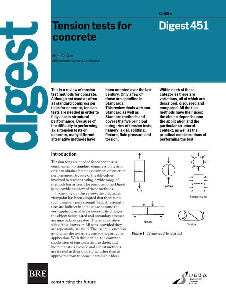 Review of Concrete Tension Test Methods | PDF | Strength Of Materials ...