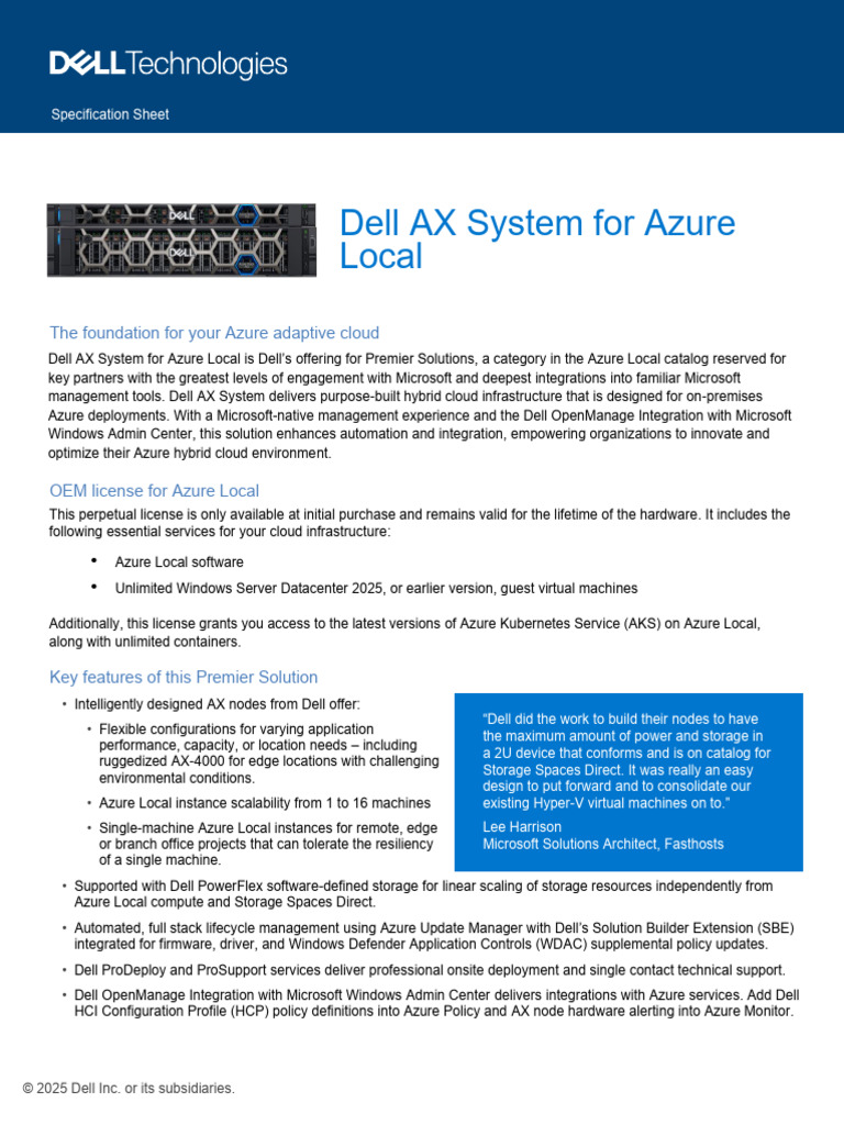 Dell AX System for Azure Local Overview | PDF | Microsoft Azure | Cloud ...