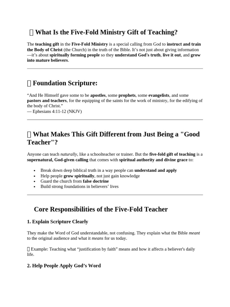 What Is The Five-Fold Ministry Gift of Teaching | PDF | Apostle | Jesus