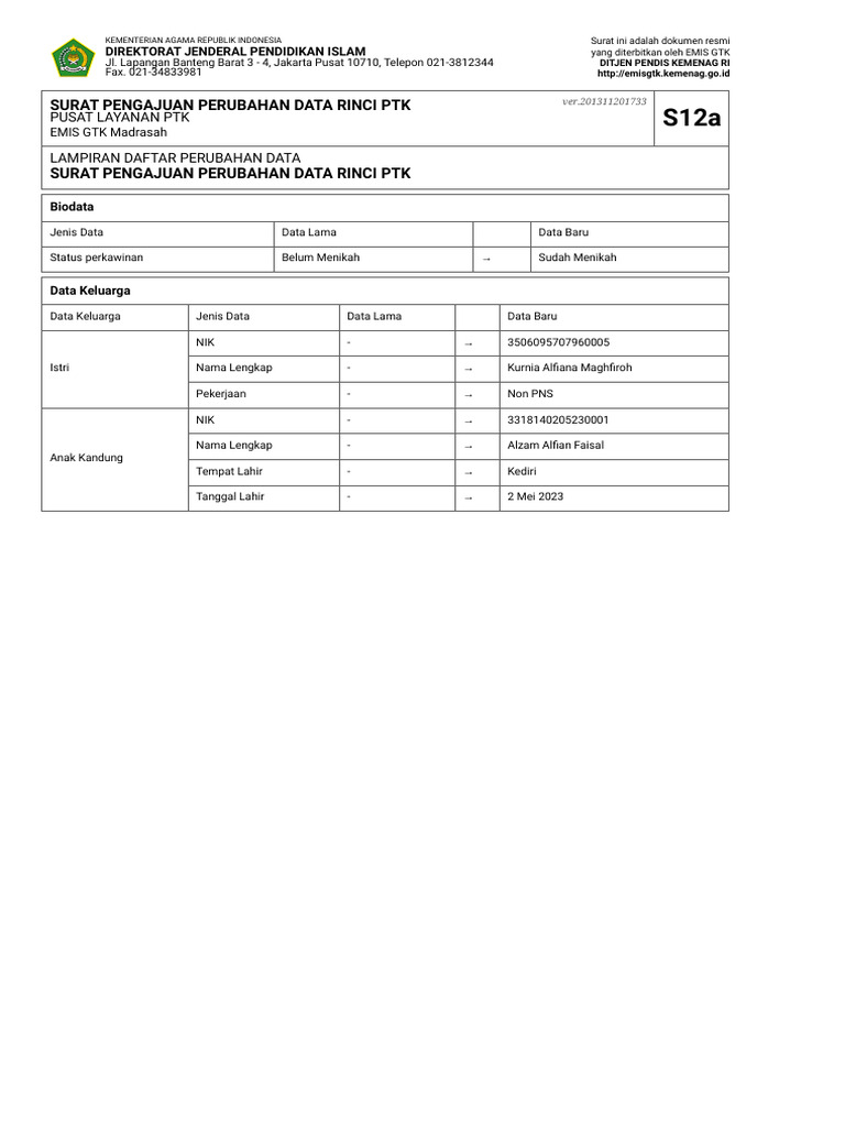 Perubahan Data | PDF