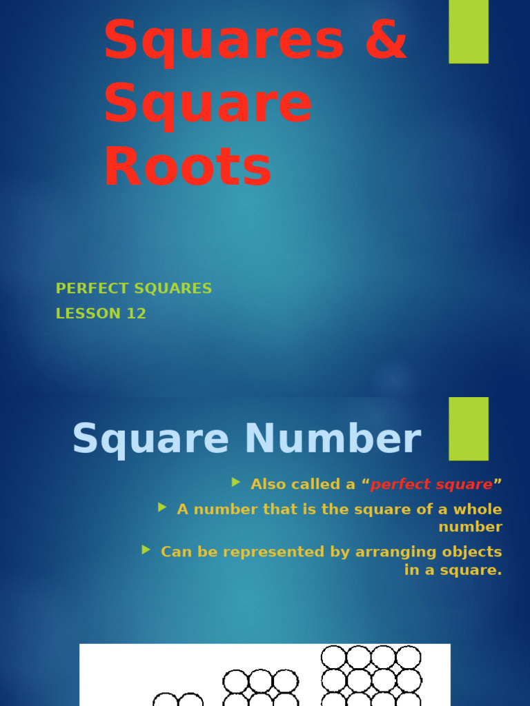 Understanding Perfect Squares & Roots | PDF | Square Root | Ring Theory