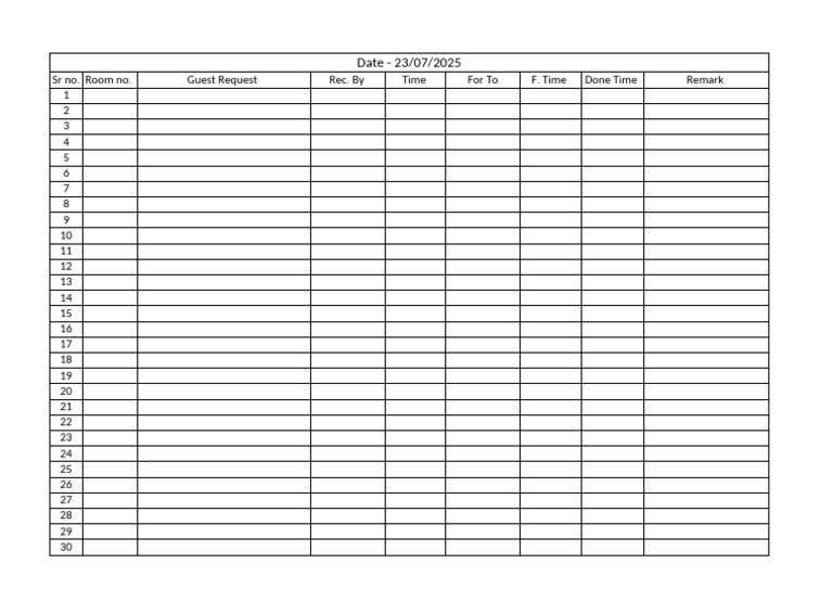 Guest Request Sheet | PDF