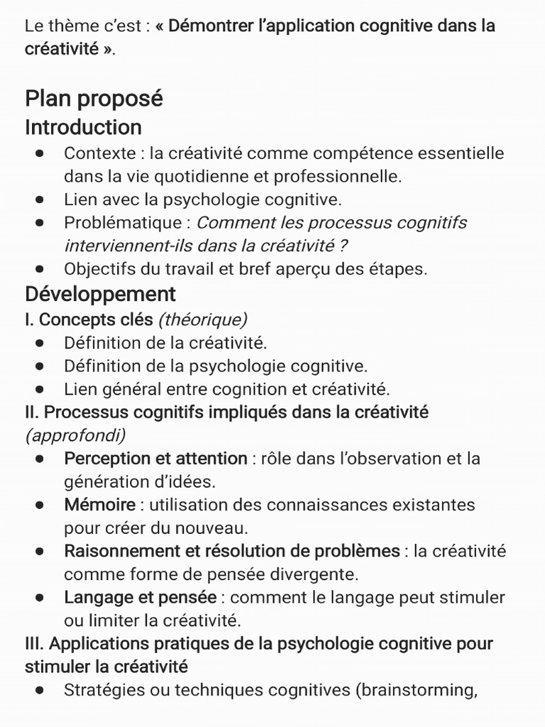 Plan Du TP Psychologie Cognitive | PDF