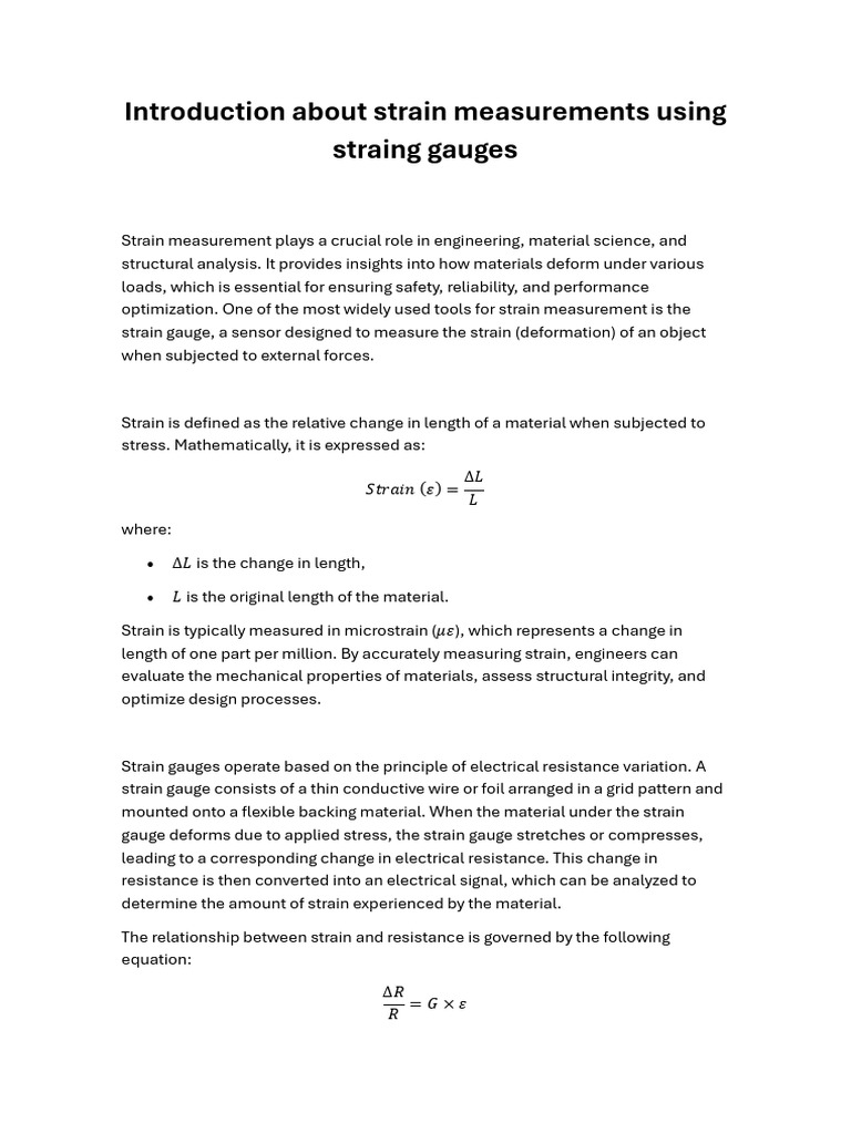 Strain Gauge Measurement Techniques | PDF | Materials Science ...