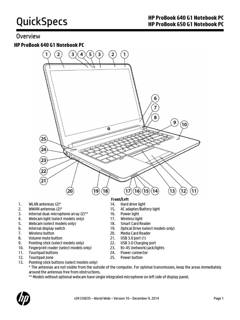 Quick Specs | PDF | Laptop | Electronics