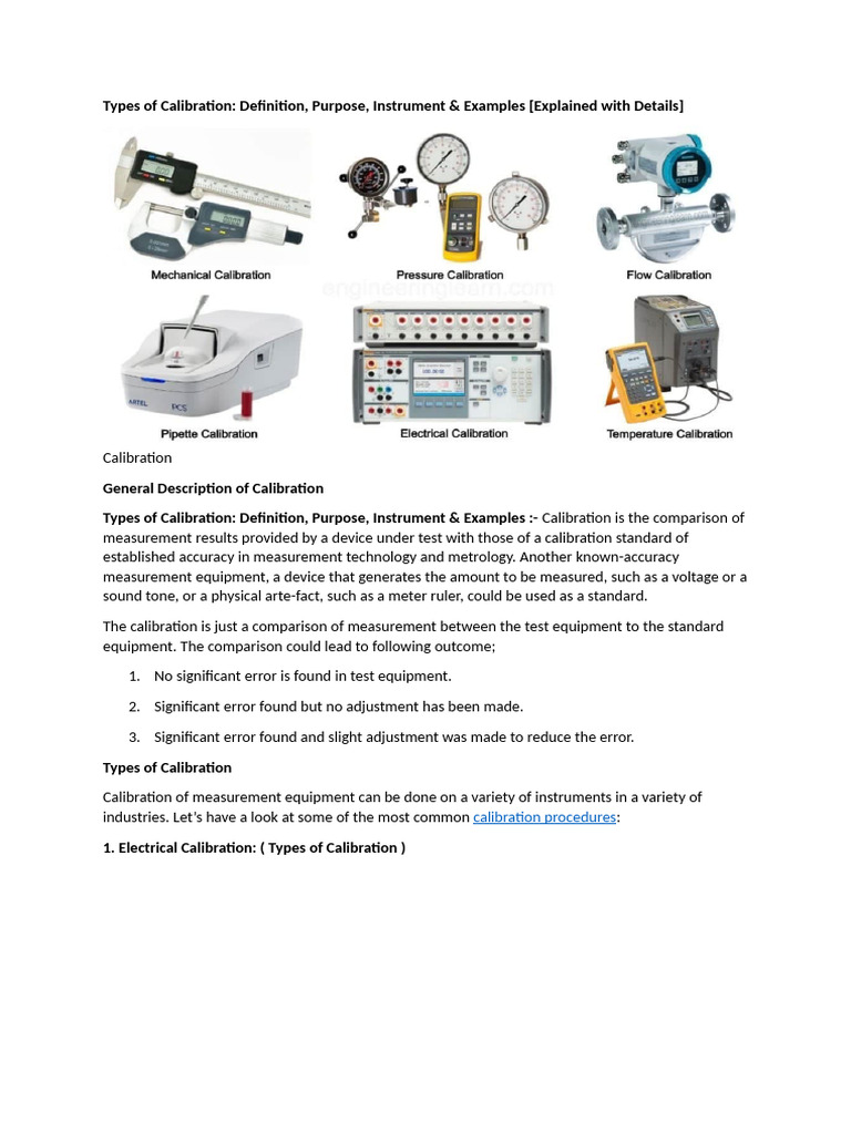 Overview of Calibration Types | PDF | Calibration | Flow Measurement