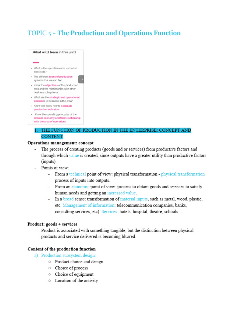 Production and Operations Management Overview | PDF | Business ...
