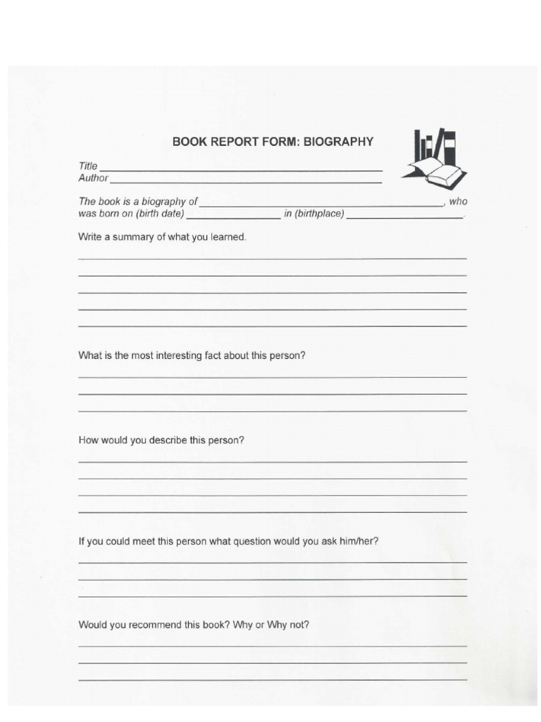 Biography Book Report Template | PDF