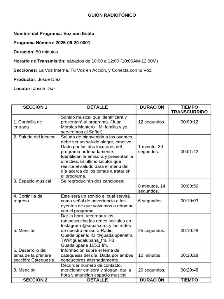 Guión Radiofónico | PDF