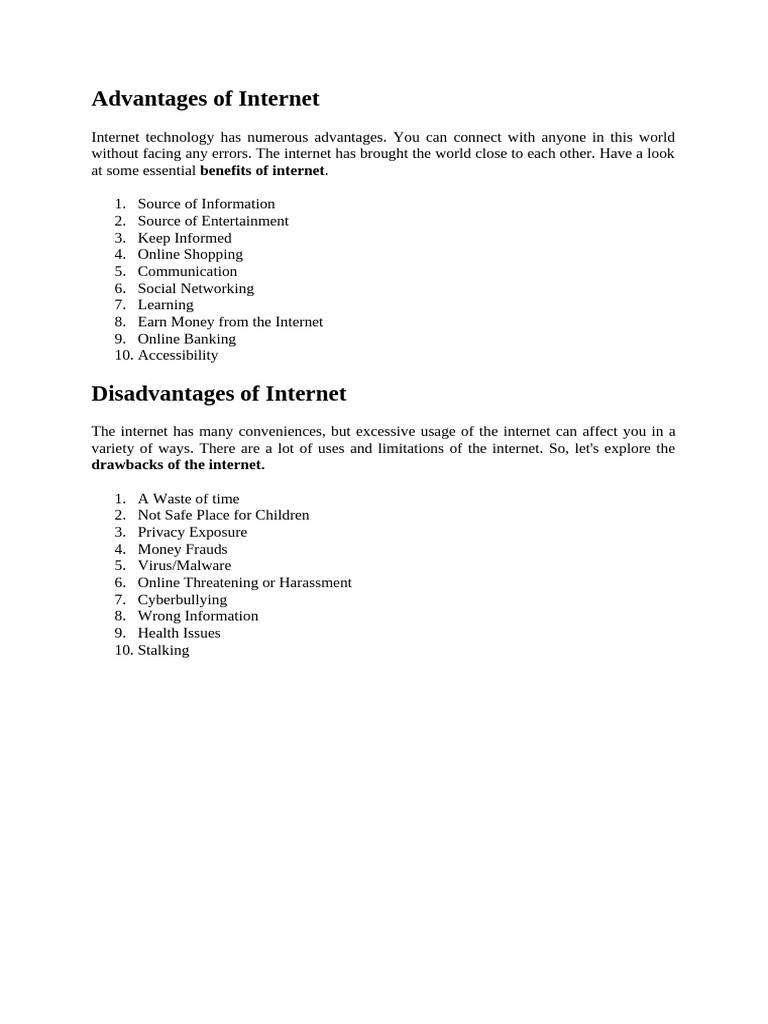 Advantages of Internet | PDF