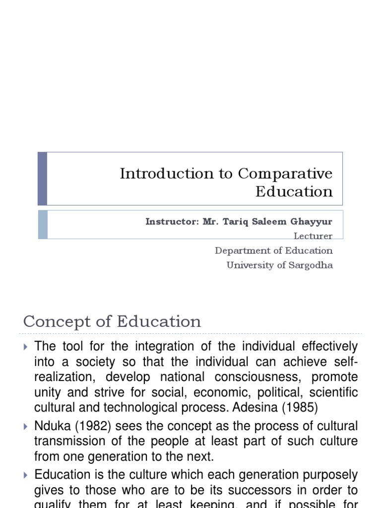 Introduction To Comparative Education by Tariq Ghayyur | PDF | Concept ...