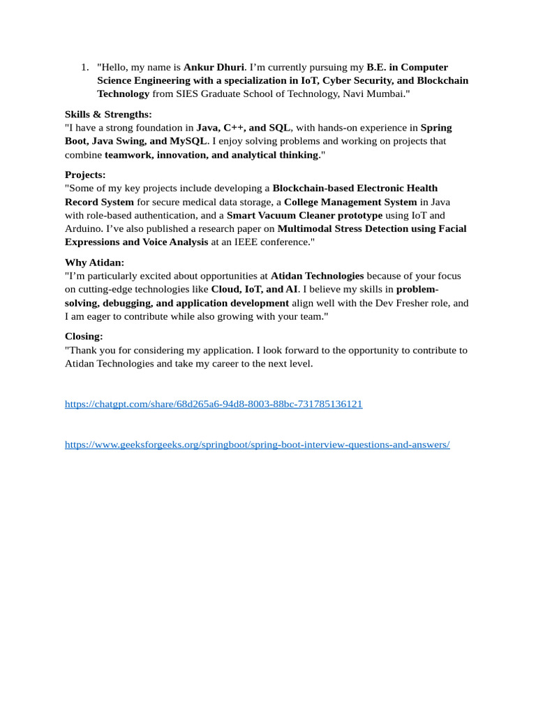 Java + Spring Interview Prep | PDF