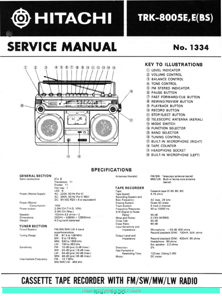 Hitachi Trk-8005e Schematic | PDF
