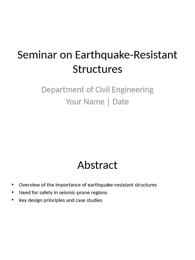 Earthquake-Resistant Structure Seminar | PDF