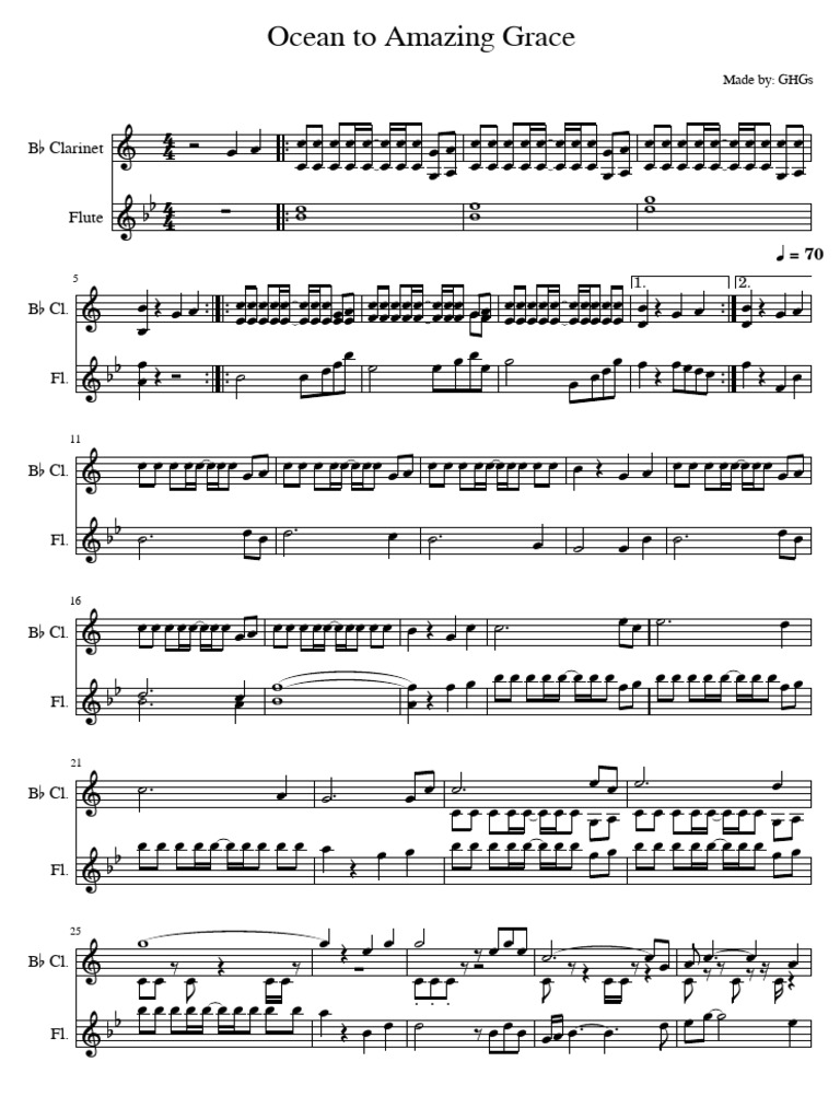 Baby Shark Amazing Grace Clarinet and Flute 1751495160868 | PDF