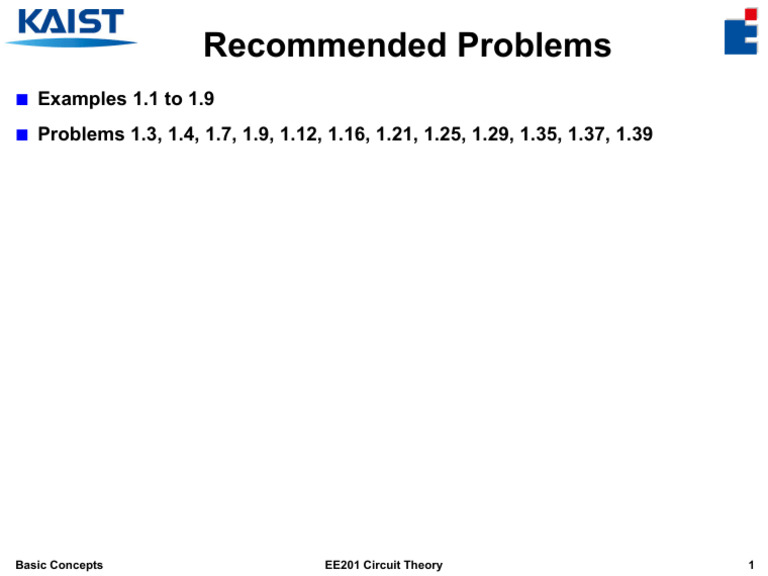 EE201 Ch1 Basic Concepts - Problems | PDF