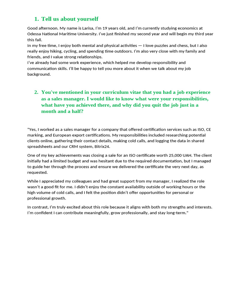 Tell Us About Yourself | PDF